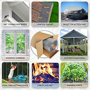 HOMLARK Wire Mesh Screen (50"x120")-Durable Stainless-Steel Mesh Screen -Easy to Cut & Install -Ideal for Windows, Effective Barrier Against Bugs,Mice & Birds (1, 50x120 Inches (Plain Weave, 30 Mesh))