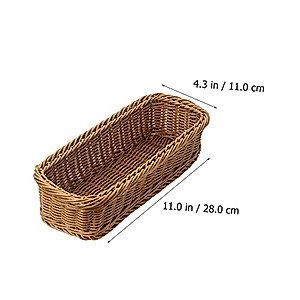 UPKOCH 3pcs Vegetables Tote Imitation Containers Bins Plastic Rattan Handmade Food Rectangular Wicker Snack S Fruit Dinnerware Poly Woven Napkins Kitchen Silverware Basket Holders