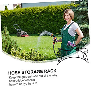 DOITOOL Hose Wrought Iron Frame Hose Wall Mount Hose Storage Rack Hose Holder Hanger Garden Hose Holder Garden Hose Support Hose Bracket Decorative Hose Holder Hose Hanger Wall Mount Shelf