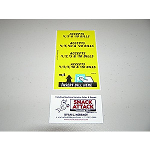 Mars VN2702 Bill VALIDATOR (4) VFM Series Decal Stickers $1, 2, 5, 10 & $20