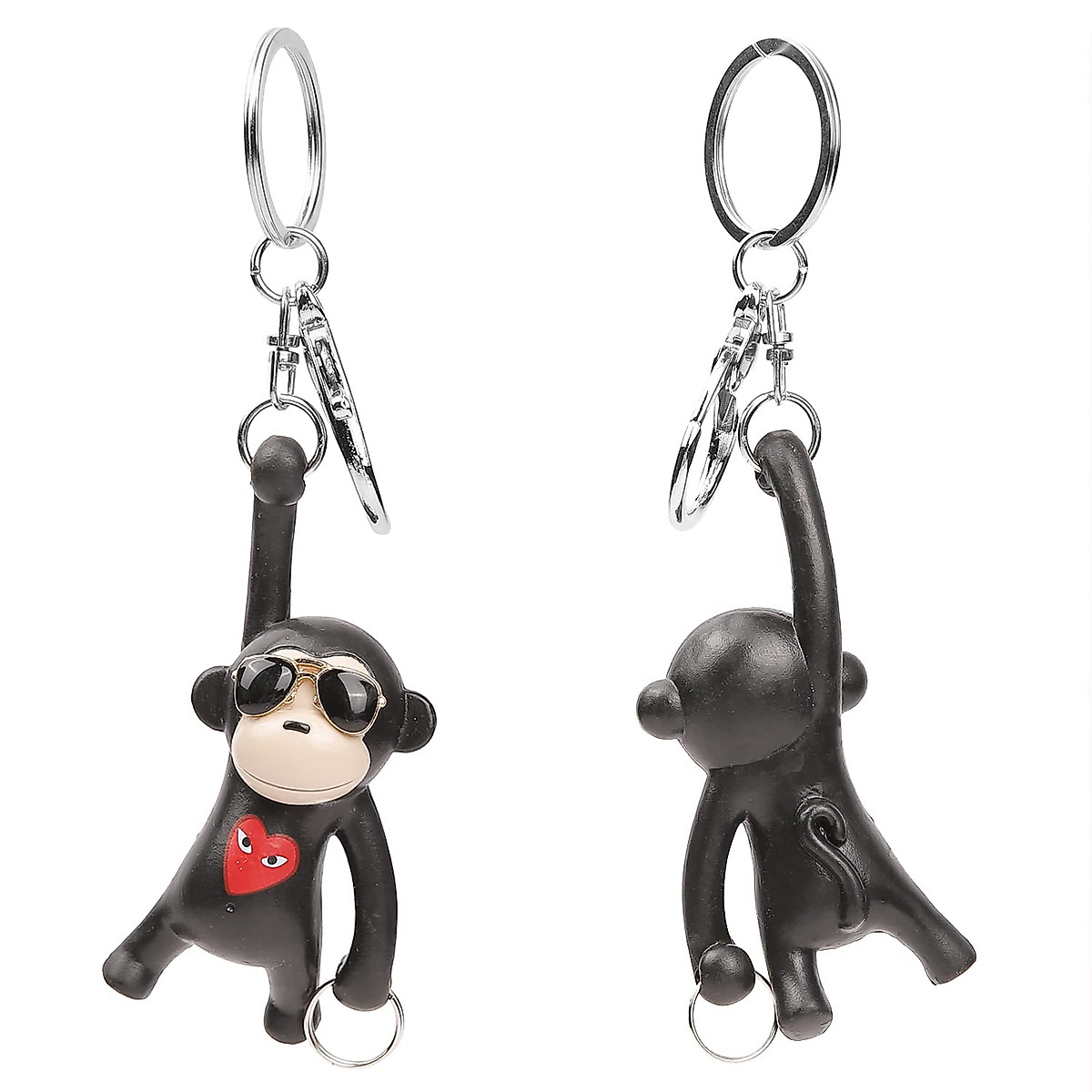 YGMONER Monkey Sunglass Keychains Car Keys Holder Backpack Pendant （Black）