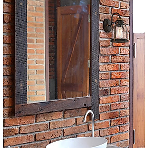 Westinghouse 6118100 Cindy Vintage-Style One-Light Indoor Wall Light Fixture, Oil Rubbed Bronze Finish with Barnwood Accents, Clear Seeded Glass