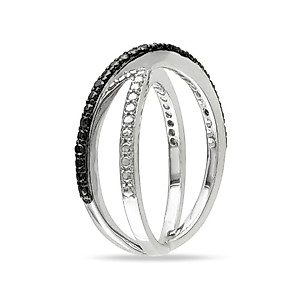 Black Diamond Criss-Cross Ring in Sterling Silver