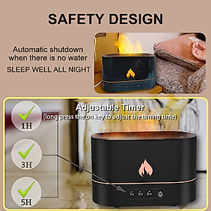 Flame humidifier for bedroom, Essential oil diffuser cool mist humidifiers for home mini air small personal humidifier, 200 ml Lasts Up to 10 Hours