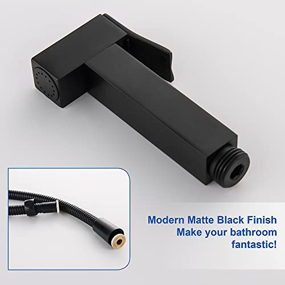 SHAMANDA Warm Water Bidet Sprayer for Toilet with Hot and Cold Brass Rough-in Valve, Stainless Steel Handheld Bidet Attachment Set for Feminine, Pets and Baby Diaper Wash, Matte Black, BDS08-7