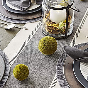 DII Dobby Stripe Woven Table Runner, 13x108 (13x113.5, Fringe Included), Mineral Gray