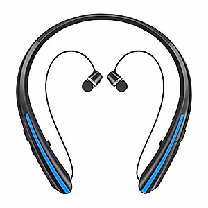 Bluetooth Retractable Headphones, Upgraded Wireless Earbuds Neckband Headset Sports Sweatproof Earphones