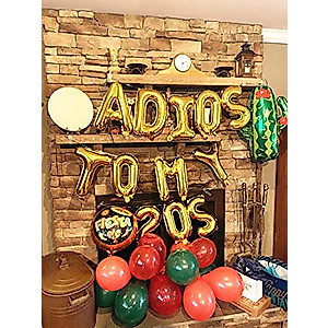 JeVenis 3 PCS Adios To My 20S Balloon 30th Birthday Party Decor Taco Bout 30 Balloons Mexican 30th Birthday Fiesta 30 Birthday Decor Cactus Balloon