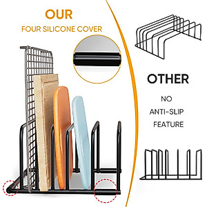 Cutting Board Organizer Rack- Metal Black Holder Stand for Cutting Boards, Baking Sheets, Cookie Pans, Cooling Small Racks Storage Stand and Bakeware for Kitchen Cabinet Countertop Bakeware Organizer