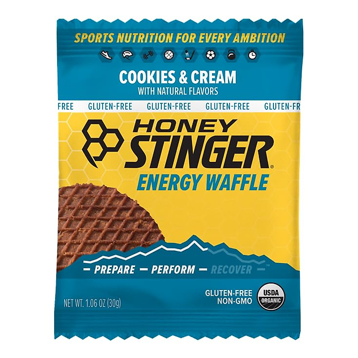 Honey Stinger Organic Gluten Free Cookies & Cream Waffle | Energy Stroopwafel for Exercise, Endurance and Performance | Sports Nutrition for Home & Gym, Pre and Post Workout | 12 Waffles, 12.72 Ounce
