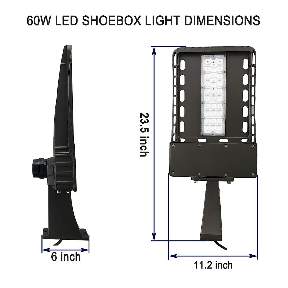 1000LED LED Shoebox Pole Light, 60W (200W Eq.) 8,765Lm, AC110-277V, Arm Mount, Daylight White 5000K, LED Parking Lot Light Outdoor Area Light