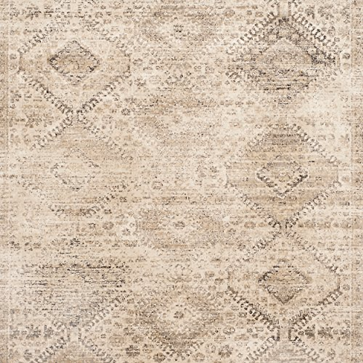 SAFAVIEH Vintage Collection Area Rug - 8' x 10', Stone, Oriental Distressed Viscose Design, Ideal for High Traffic Areas in Living Room, Bedroom (VTG118-3440)