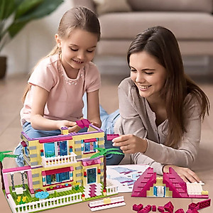 BRICK STORY Girls Friends House Building Kit, 892 PCS Big Villa Building Blocks City Family Beach House Model Toy Set Apartment Room Playset with 4 Mini People and Car for Girls Kids Aged 6 and Up