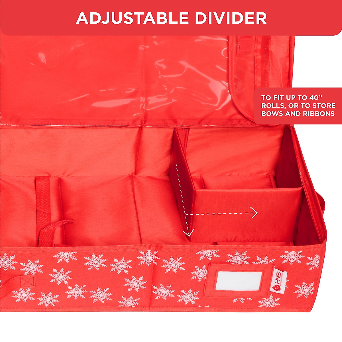 Wrapping Paper Storage Container – Fits up to 27 Rolls 1 3/8” Diam. - Underbed Gift Wrap Organizer Bags, Wrapping Paper Rolls, Ribbon, and Bows - Under Bed- Durable Material 600D - Up to 40” Rolls