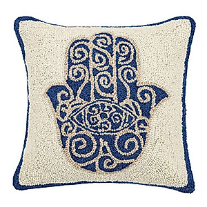 Peking Handicraft 30JBL05C16SQ Hamsa Hook Pillow, 100% Wool and Cotton