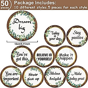 50pcs Positive Sayings Accents Eucalyptus Motivational Classroom Cutouts Decors Growth Mindset Chips Inspirational Quotes Bulletin Board Class Door Decorations