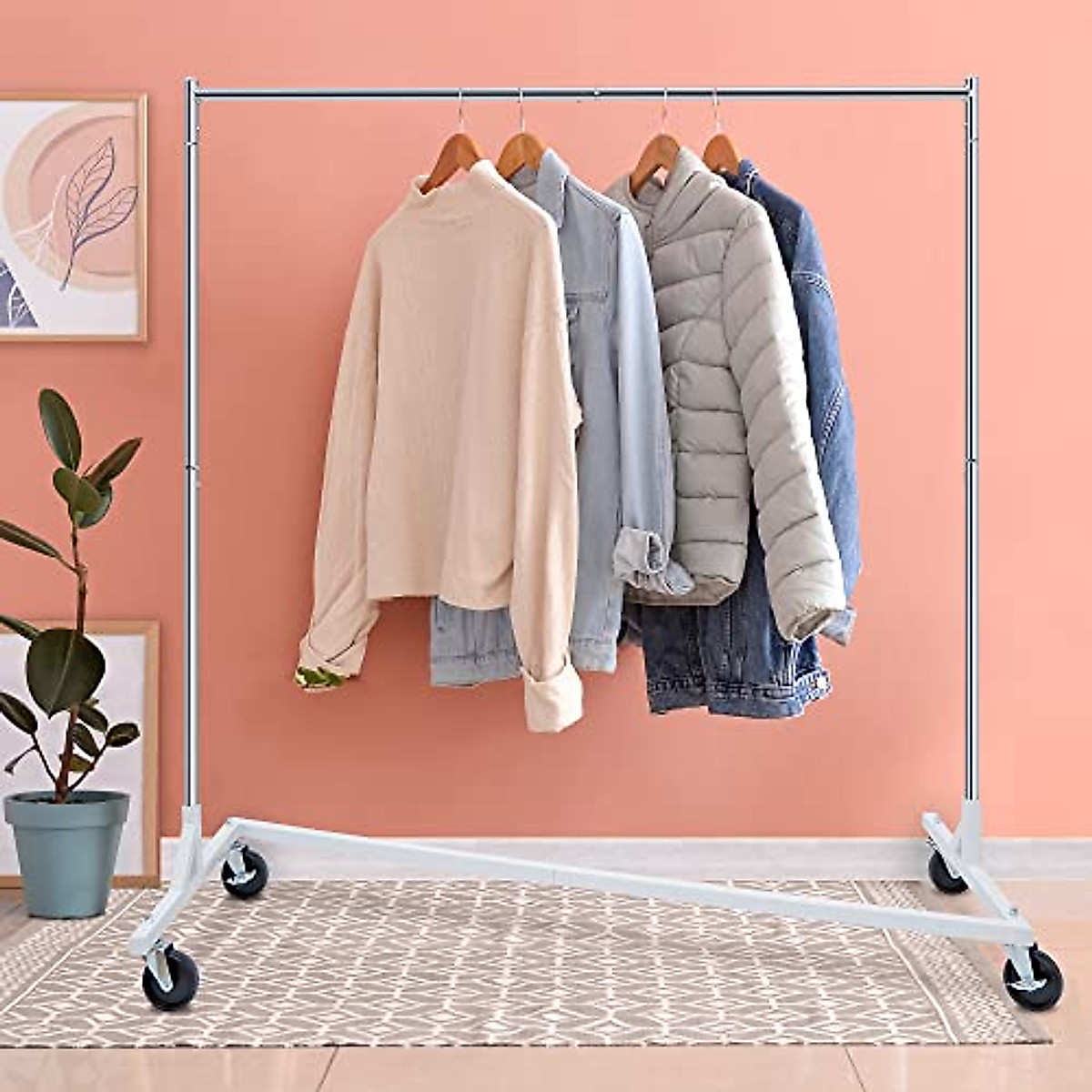 ZenStyle Clothes Rack Z Base Clothing Garment Rack on Wheels Commercial Heavy Duty Rolling Clothing Coat Rack Holder, Holds up to 220 lbs