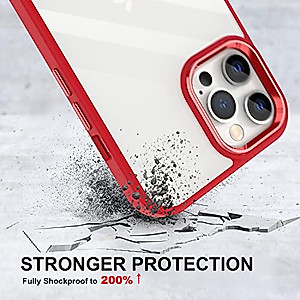 DOB SECHS Phone Case for iPhone 12 with Strap, Crossbody Phone Case for iPhone 12 Pro, Clear Hard Acrylic PC Cover Slim Case Neck Lanyard Phone Case for Women, Adjustable Detachable Strap, Red