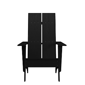 Flash Furniture Sawyer Modern Commercial 2-Slat Back Adirondack Chair - Black Commercial All-Weather Poly Resin Lounge Chair