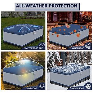 MAXVINI Patio Furniture Covers 88''Lx62''Wx28''H Outdoor Furniture Table Cover Waterprooof Heavy Duty Patio Covers Table and Chairs Covering Patio Furniture for Winter