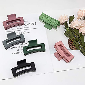 Hair Claw Clips, 6PCS 3.5" Strong Hold Rectangle Claw Hair Clips Bright Color Hair Jaw Clamp Non-Slip Catch Hair Styling Accessories for Women Girls Thin Thick Hair (Multicolor series)