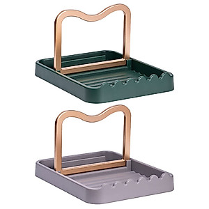 HEMOTON 2pcs Collapsible Shelf Pot Lid Storage Stand Collapsible Shovel Pot Cover Holder Cooking Spoon Holder Airtight Milk Bottle Ladle Holder Plastic Storage Rack Household