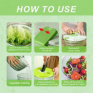5 In 1 Salad Spinner, Large Salad Spinner with Vegetable Chopper, Drain, Bowl, And Colander, Multi-Use Lettuce Spinner, Fruit Washer, Wash, Spin and dry Salad Greens, Fruits & Vegetables (green)