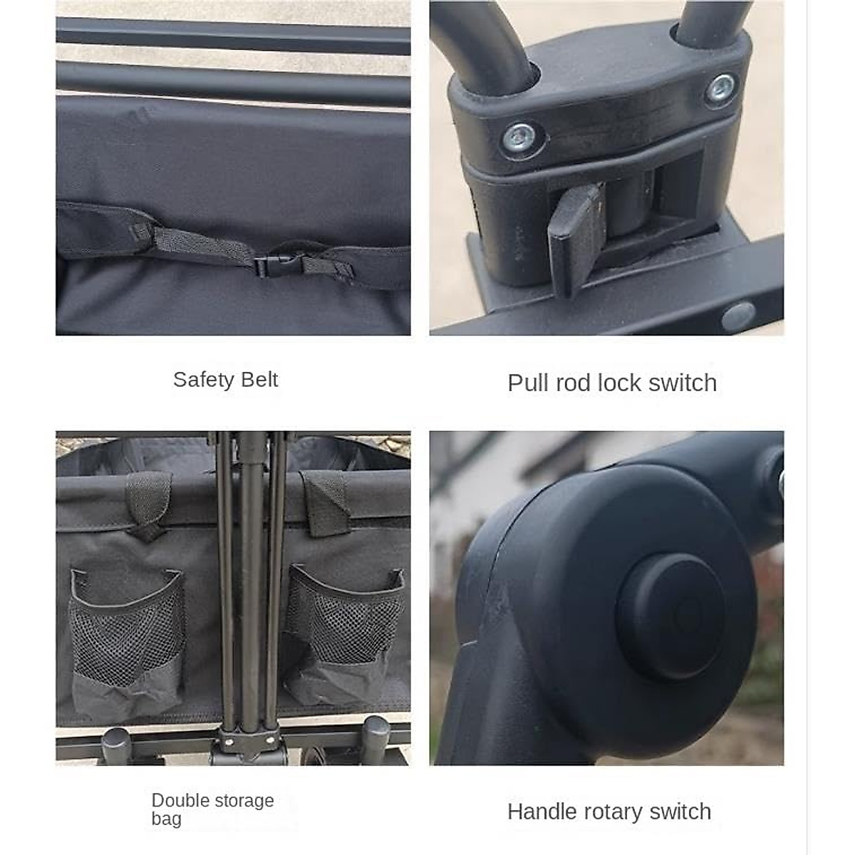 Suuim Garden Wagon Folding Wagon Utility Wagon Foldable Garden Trolley Wagon Heavy Duty Garden Cart with 4 Wheels Beach Wagon Pull Wagon Truck Collapsible W