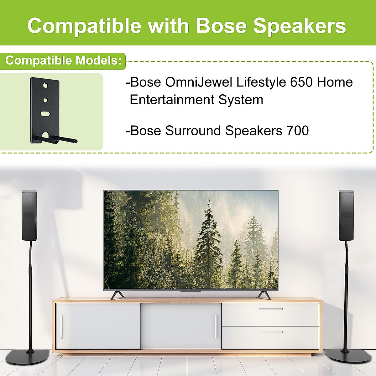 Pack of 2 Adjustable Stand for Bose Speaker Stand, for Bose OmniJewel Lifestyle 650, Surround Speaker 700, Surround Sound Speaker Stand for Bose Omnijewel Speaker Stands with OmniJewel Bracket