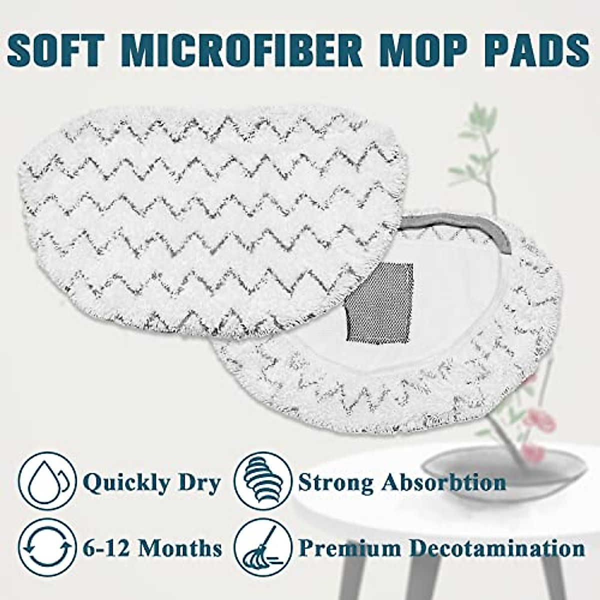 Steam Mop Pads Replacement for Bissell Powerfresh 1940 1440 1544 1806 2075 2685 Series, Replaces Part #19402 19404 19408 19409 1940A 1940F 1940Q 1940T 1940W B0006 B0017, 15441 15443 2181 2814, 6 Pack