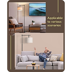 EDISHINE Dimmable Floor Lamp, 5 Color Temperature, Modern Standing Lamp with Remote Control & Beige Shade, E26 Socket, Arc Floor Lamp for Bedroom, Living Room, Office, LED Bulb Included