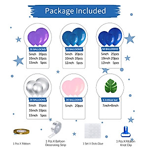 HYOWCHI Stitch Party Supplies - 170 Pcs Cartoon Stitch Balloon Garland Arch Kit, Purple Blue Silver Latex Balloon Arch For Hawaii Theme Stitch Baby Shower Birthday Party Decorations