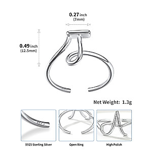 SILVERCUTE Initial J Ring Stacking Alphabet Monogram Jewelry 925 Sterling Silver Letter Ring for Women