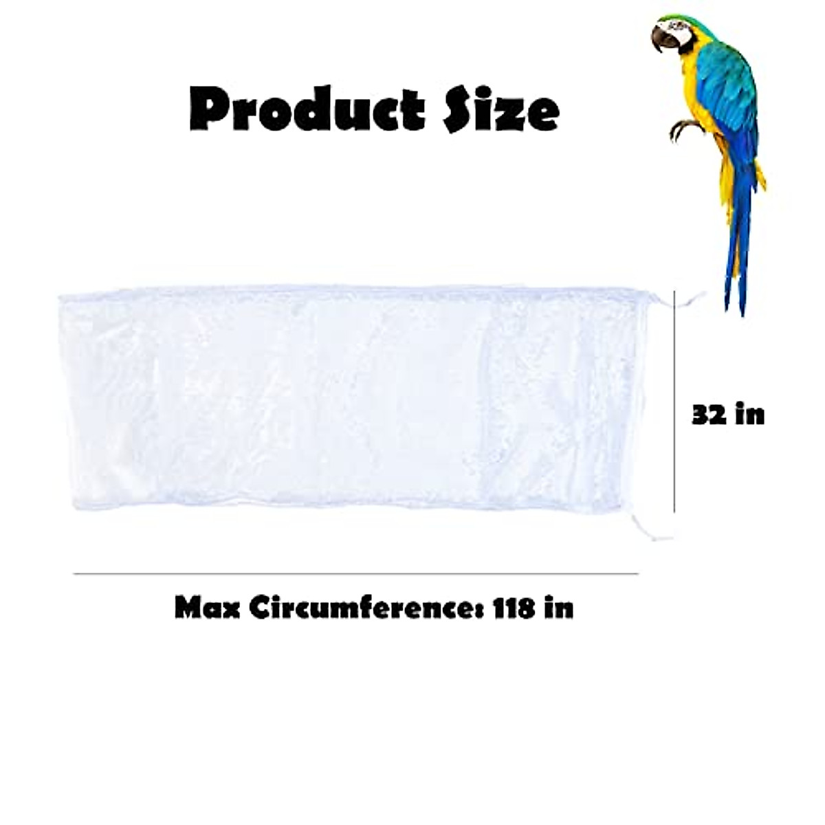 Bird Cage Seed Catcher, Large Airy Gauze Seeds Bird Cage Cover Guard Adjustable Bird Cage Cover Birdcage Seed Feather Catcher Universal Birdcage Parrot Bird Nylon Mesh Net Cover(XL-118x32 in, White)