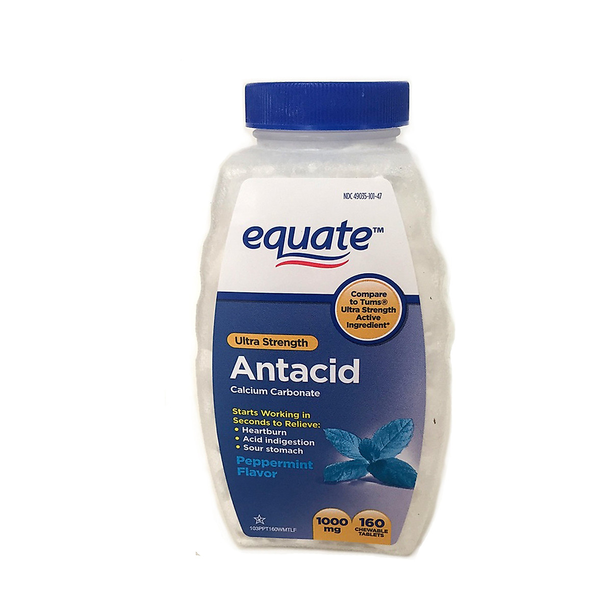 Equate Antacid Ultra Strength, 160 Chewable Tablets, 1000 Mg, Peppermint Flavor