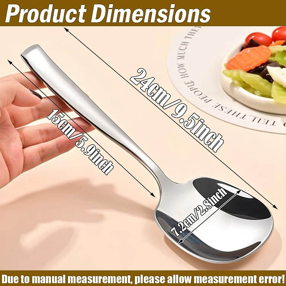 Txhlyx X-Large Buffet Serving Spoon,Square head Spoon,316L Stainless Steel Heavy duty Serving Spoon,Dishwasher Safe 9.5 inches 2Pack