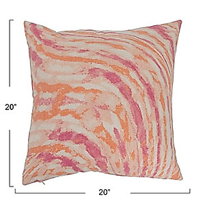 Creative Co-Op Cotton Slub Marble Printed Pillow, 20" L x 20" W x 2" H, Multicolor