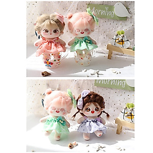 CALEMBOU Plush Doll Clothes Set, Cute Dress and Bow 20cm Cotton Doll Clothes for 8 inch Soft Dolls Stuffed Animals Outfits (green)