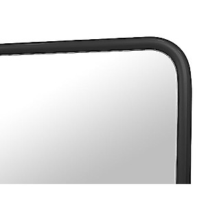 FOMAYKO Farmhouse Black Metal Framed Recessed Bathroom Medicine Cabinet with Mirror Rounded Rectangle Vanity Mirros for Wall 22x30 inch