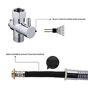 Bithyt Handheld Bidet Sprayer for Toilet-Adjustable Water Pressure Control with Bidet Hose for Feminine Wash, Stainless Steel Brushed Nickel Cloth Diaper Bidet Toilet Sprayer for Baby Wash