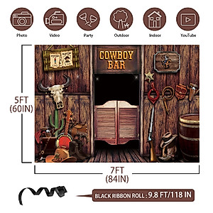 Western Cowboy Backdrop,84x60Inch | Cowboy Backdrop Western Cowboy Banner Western Cowboy Background Western Party Supplies Decor Wild West Decor Cowboy Birthday Theme Party Backdrop Supplie 7x5FT