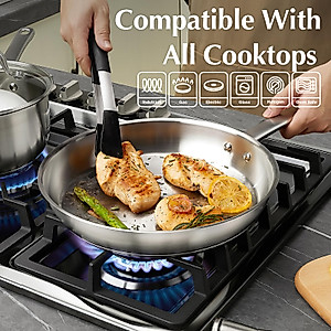 KOCH SYSTEME CS Stainless Steel Pan 10 Inch, Stainless Steel Frying Pan for Professional Cooking, PFAS-Free Stainless Steel Pan with Stay-Cool Handle, Induction Compatible Stainless Steel Skillet