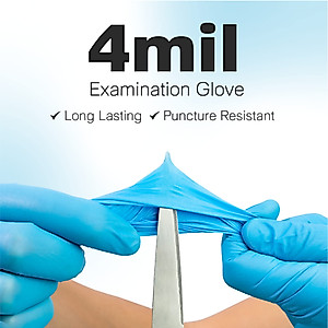 Blue Nitrile Gloves Disposable Latex Free Medium | 4 Mil Nitrile Medical Gloves | 100 Count Powder Free Examination Gloves, Food Grade & Safe, Rubber Gloves Disposable Exam Gloves | Veterinarian, Lab