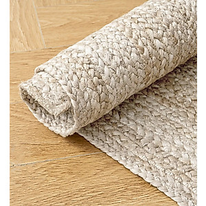 Shatex 5x8Ft Handrafted Jute Rugs,Chunky Textured Indoor/Outdoor Rugs,Solid Rustic Farmhouse Style, for Bedroom Living Room Dining Room, Off-White