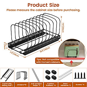 Housolution 1 Pack Pull Out Baking Tray and Cookie Sheet Organizer, Slide Out Cutting Board Organizer Rack with 10 Adjustable Dividers, Sliding Bakeware Muffin Tin Storage Organizer for Cabinet
