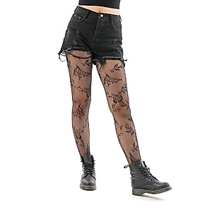 EVERSWE High Waist Fishnet Tights, Thigh High Suspender Stockings (Allover Butterfly, LXL)