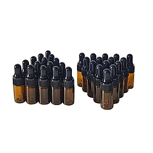 AGENIZ 50PCS Amber Mini Dropper Bottle 3ML Essential Oil Dropper Sample Bottle Glass Bottle with Dropper, Suitable for Essential Oil, Cosmetics, Travel Perfume