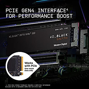 WD_BLACK 1TB SN770 NVMe Internal Gaming SSD Solid State Drive - Gen4 PCIe, M.2 2280, Up to 5,150 MB/s - WDS100T3X0E