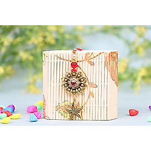 Lumba Rakhi for Brother & Bhabhi Set / Bhaiya Bhabhi Rakhi Thread Jodi Kundan Rakhi Combo (Design 1, Standard)