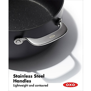 OXO Professional 5QT Stock Pot with Lid, Hard Anodized Ceramic Nonstick Cookware PFAS-Free, Stainless Steel Handles, Induction Suitable, Diamond Reinforced Coating, Dishwasher and Oven Safe, Black